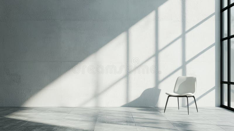 Minimalist White Chair with Dramatic Shadows in Empty Room Stock Photo ...