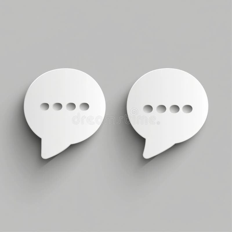 Minimalist White Chat Bubble Icons on Gray Background Stock Image ...
