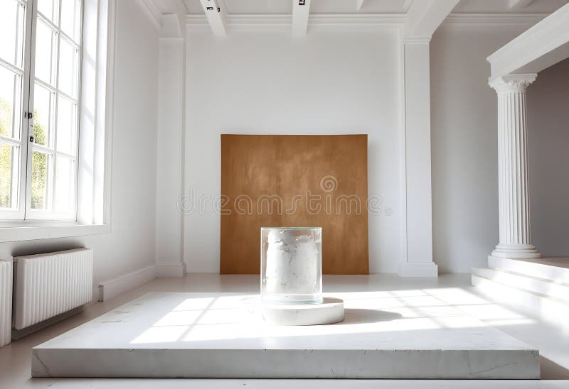 Minimalist White Column Product Stage Stock Illustration - Illustration ...