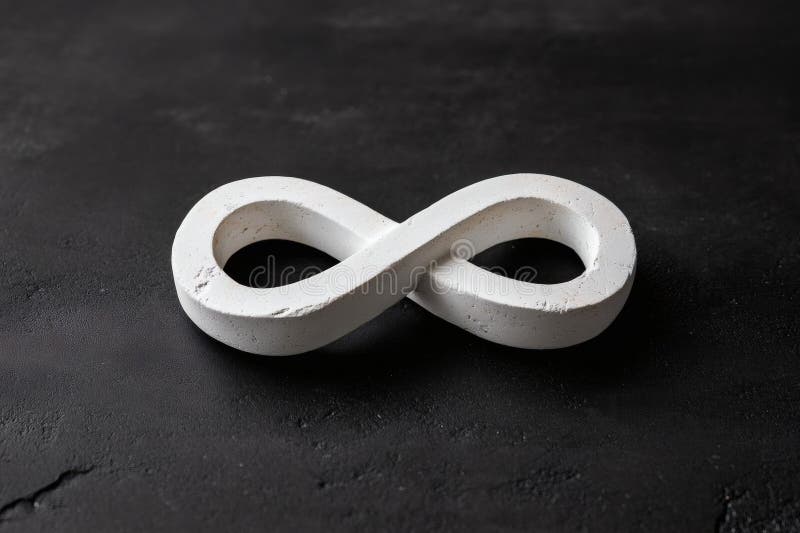 Minimalist White Concrete Infinity Symbol on Black Background Stock ...