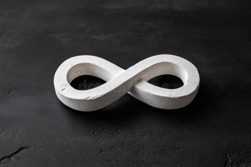 Minimalist White Concrete Infinity Symbol on Black Background Stock ...