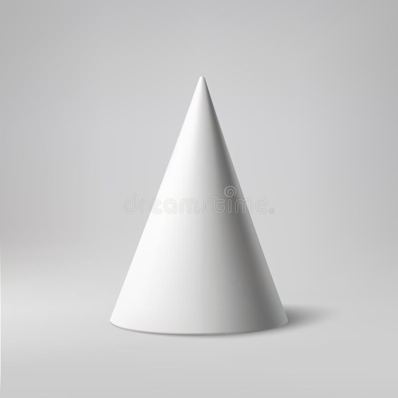 Minimalist White Cone on Smooth Gray Background Stock Vector ...