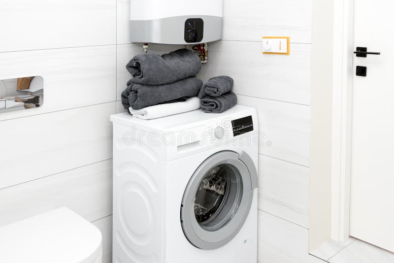 Minimalist White Cozy, Fresh and Clean Modern Bathroom Stock Image ...