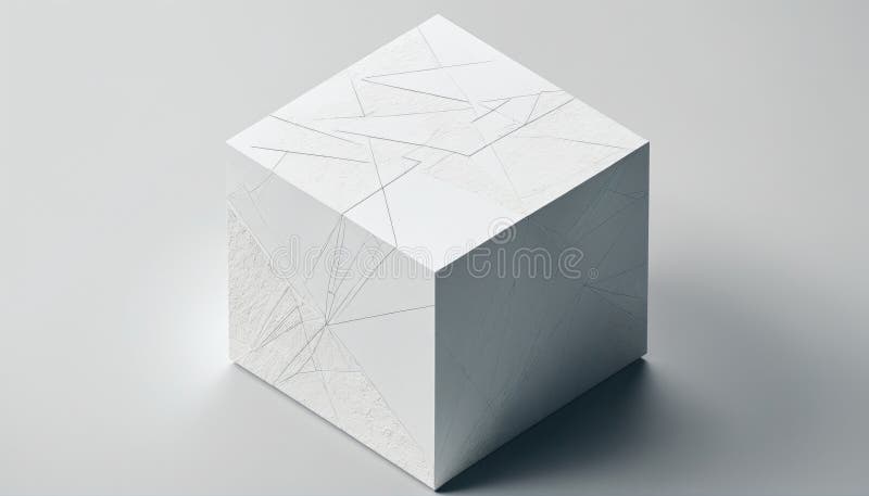 Minimalist White Cube with Intricate Line Patterns Showcasing Modern ...