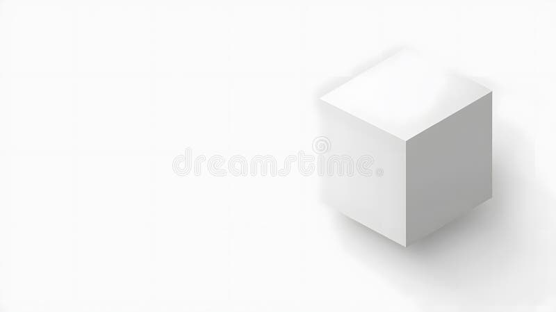 Minimalist White Cube on a Light Background Stock Illustration ...