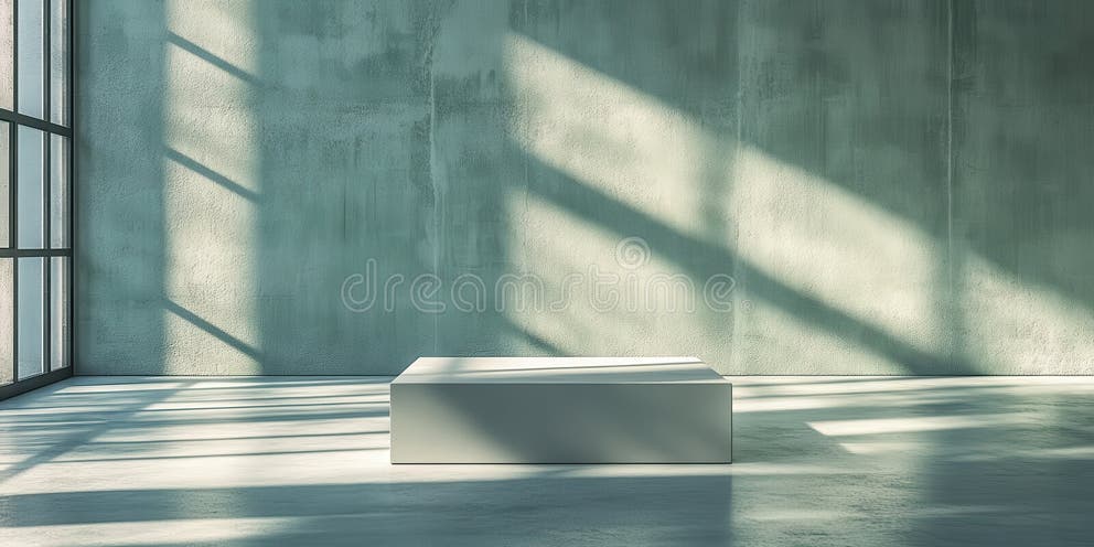 Minimalist White Cube Platform Modern Studio Interior Design Background ...