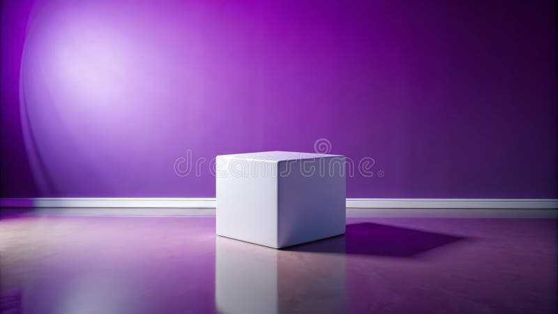 Minimalist White Cube on a Purple Background, Product Photography ...