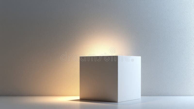 Minimalist White Cube on Seamless Surface with Soft Lighting and Warm ...