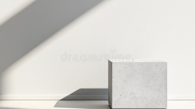 A Minimalist White Cube Sits on a White Floor Against a White Wall ...