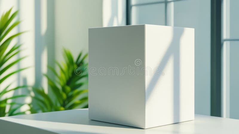 Minimalist White Cube in Sunlit Modern Interior, AI Stock Image - Image ...