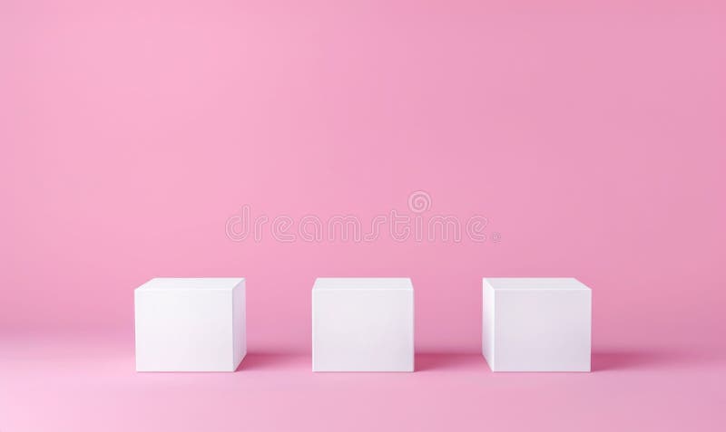 Minimalist White Cubes on Pink Background. Generative Ai Stock ...