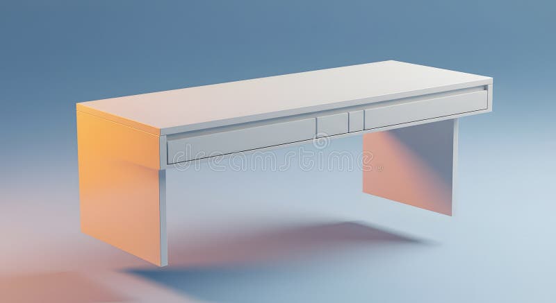 Minimalist White Desk Design: Modern Floating Desk with Drawers Stock ...