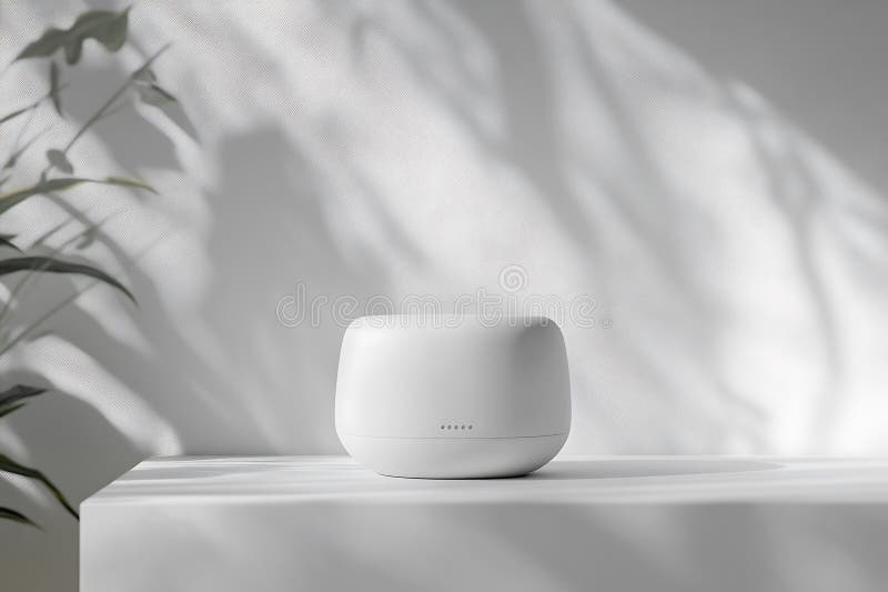 Minimalist White Diffuser on White Surface, Sunlight Stock Illustration ...