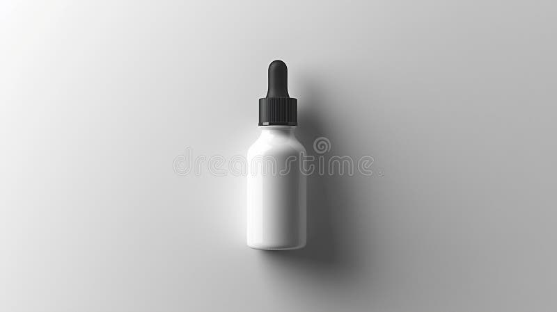 Minimalist White Dropper Bottle Placed on a Smooth Gray Surface for ...