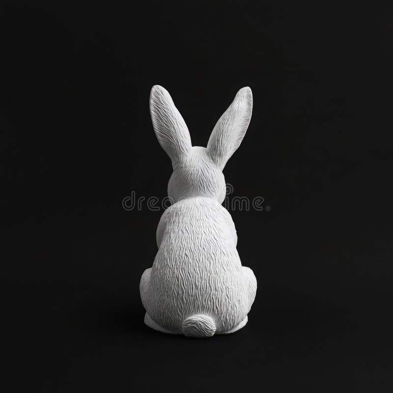 Minimalist White Easter Bunny on Black Background Stock Photo - Image ...