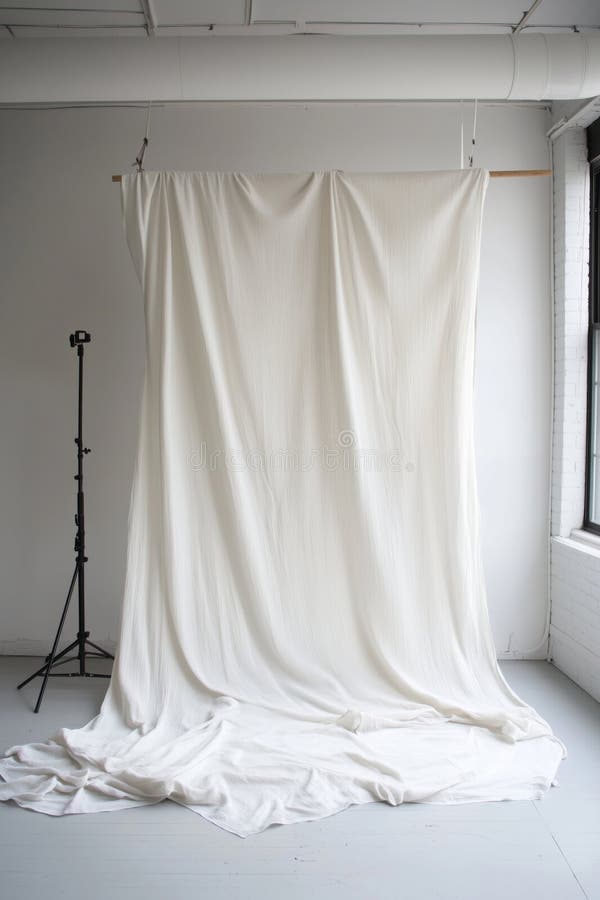 Minimalist White Fabric Backdrop in Simple Studio Setting Stock Image ...