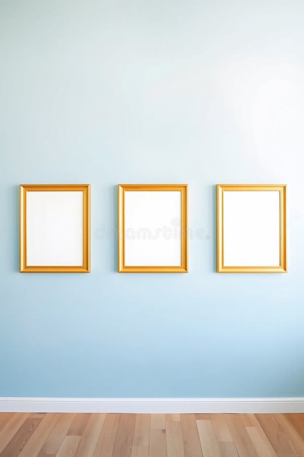Minimalist White Gallery Interior with Frames in Illuminated Light ...