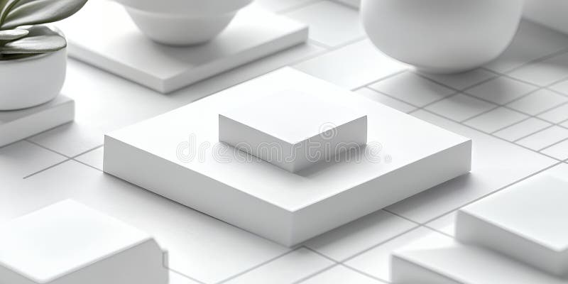 Minimalist White Geometric Shapes Product Display Background Stock ...