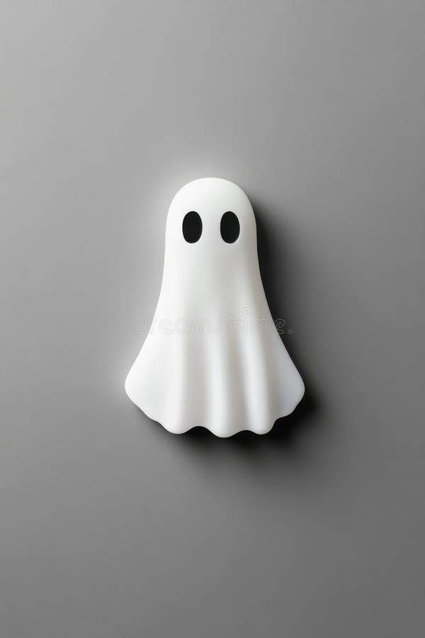 Minimalist White Ghost Decorative Figure on Gray Background Stock ...