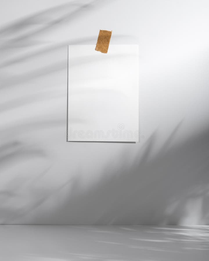 Minimalist White or Grey Background with a Blank White Poster and ...