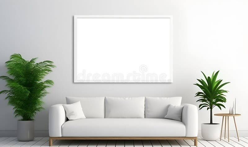 Minimalist White House Interior with Large, Plain White Wall Frames, Ai ...