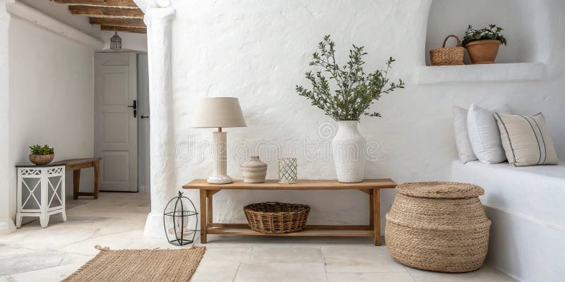 Minimalist White Interior with Simple Decor Objects Stock Photo - Image ...