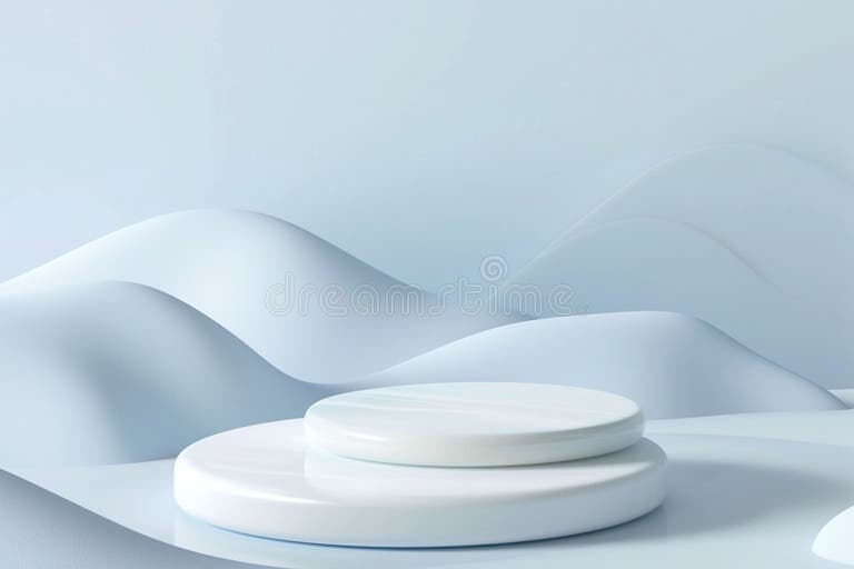 Minimalist White Landscape with Smooth Waves and Circular Platforms ...