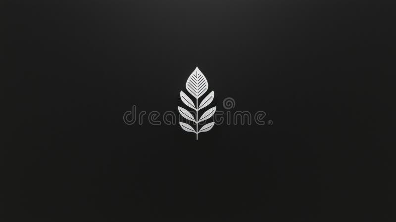 A Minimalist White Leaf Design on a Black Background. Stock Image ...