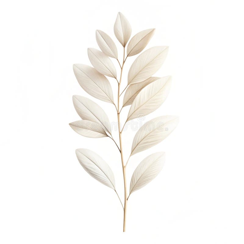 Minimalist White Leaf Sprig Stock Illustration - Illustration of ...