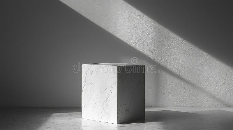 Minimalist White Marble Cube in Sunlit Shadow Stock Image - Image of ...