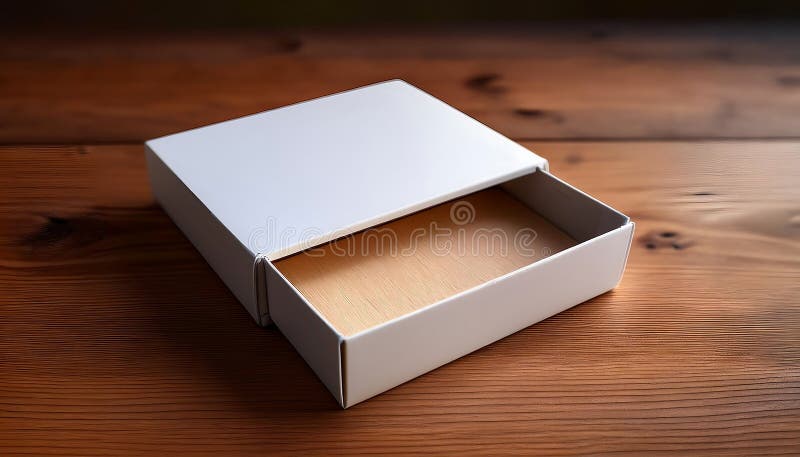 Minimalist White Matchbox Resting on a Rustic Wooden Table Displaying ...