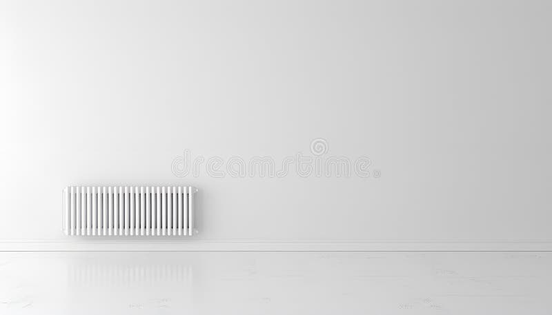 Minimalist White Metal Radiator Installed Against Clean, Plain White ...
