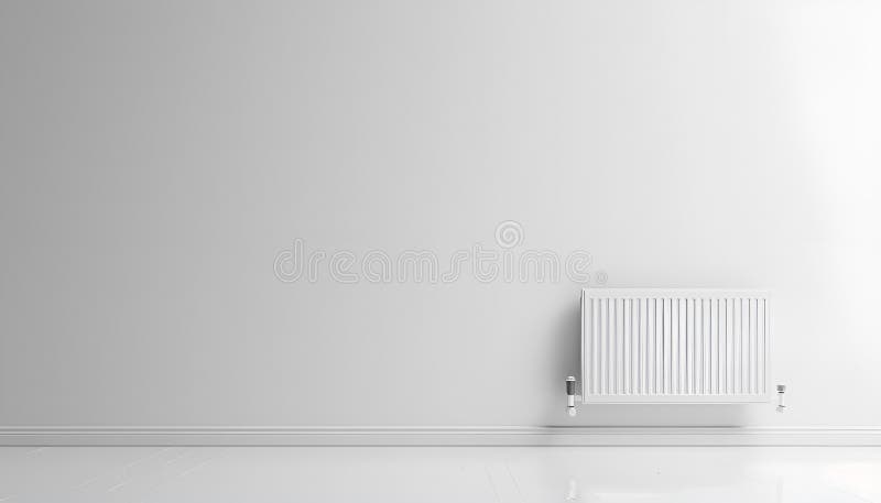 Minimalist White Metal Radiator Installed Against Clean, Plain White ...