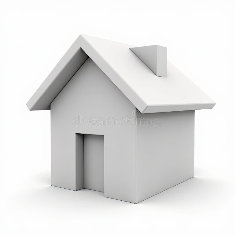 Minimalist White Model of a House with a Simple Roof and Chimney on a ...