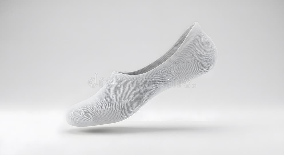 Minimalist White No-Show Sock on a Clean, Bright Studio Background with ...