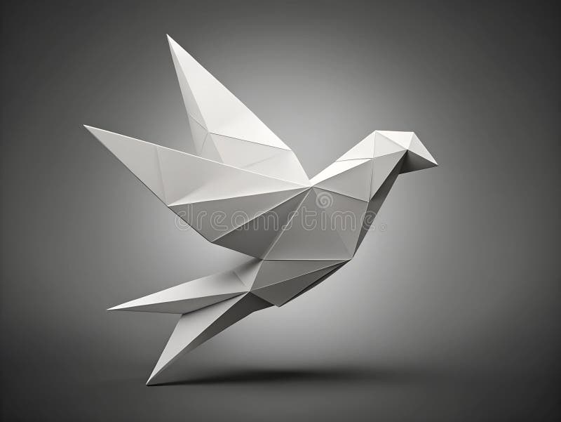 Minimalist White Origami Dove on Gray Background Stock Photo - Image of ...