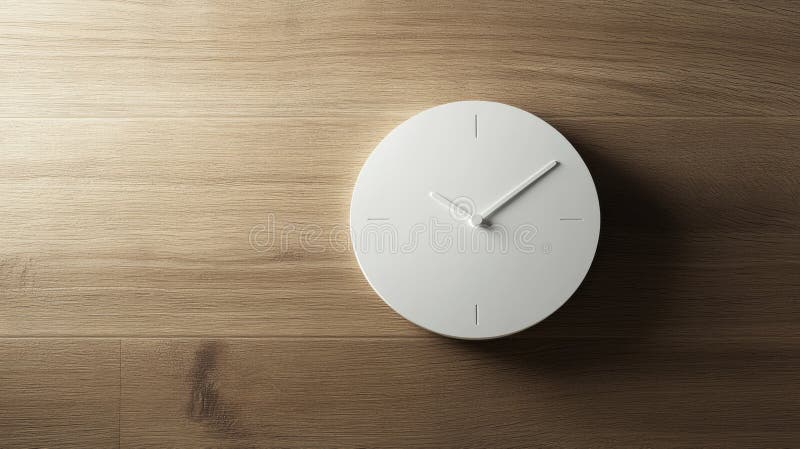 A Minimalist White Oval Clock with Subtle Markings is Mounted on a ...