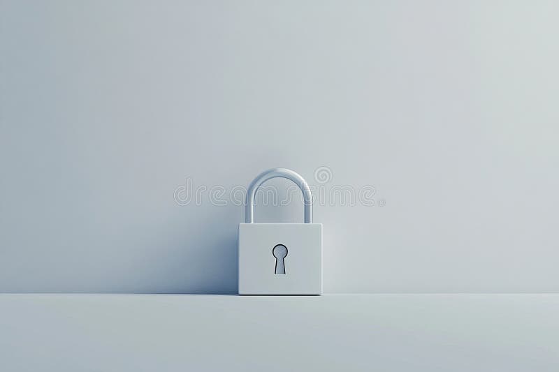 Minimalist White Padlock on Smooth Light Gray Background Stock ...