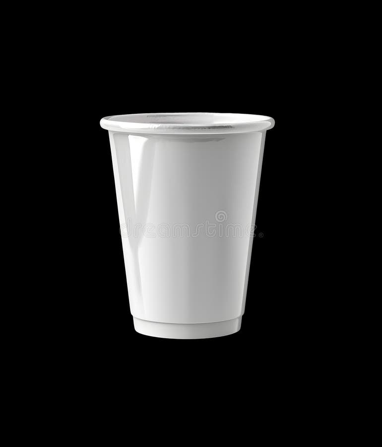 Minimalist White Paper Cup Display on Black Background. Generative by ...