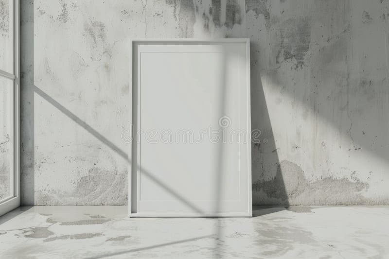 Minimalist White Paper Poster in Thin Frame with Ambient Sunlight and ...