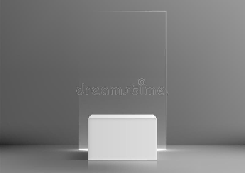 Minimalist White Pedestal Display Mockup on Gray Reflective Surface ...