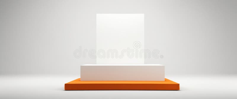Minimalist White Pedestal on Orange Platform for Product Display Stock ...