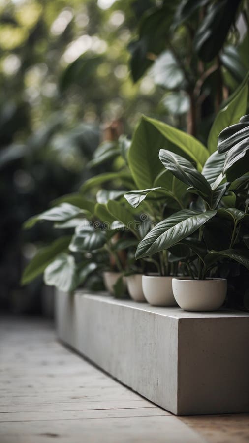 Minimalist White Platform with Tropical Leaves. Stock Photo - Image of ...