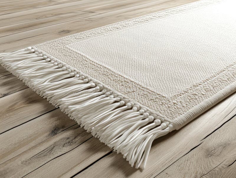 Minimalist White Prayer Mat with Decorative Elements for Modern ...