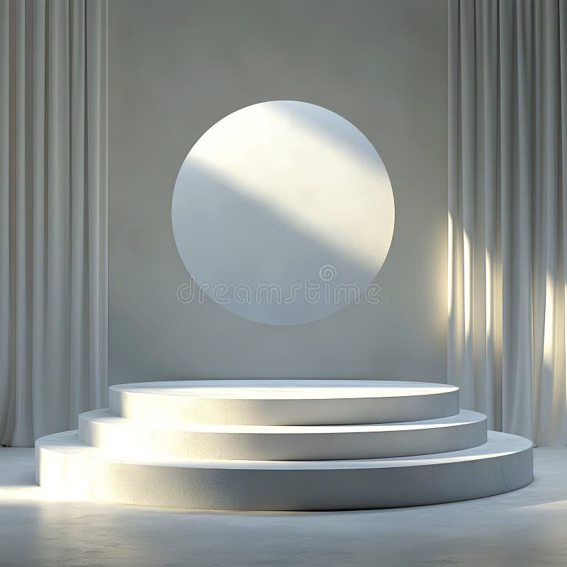 Minimalist White Product Display Podium with Drapery Stock Illustration ...