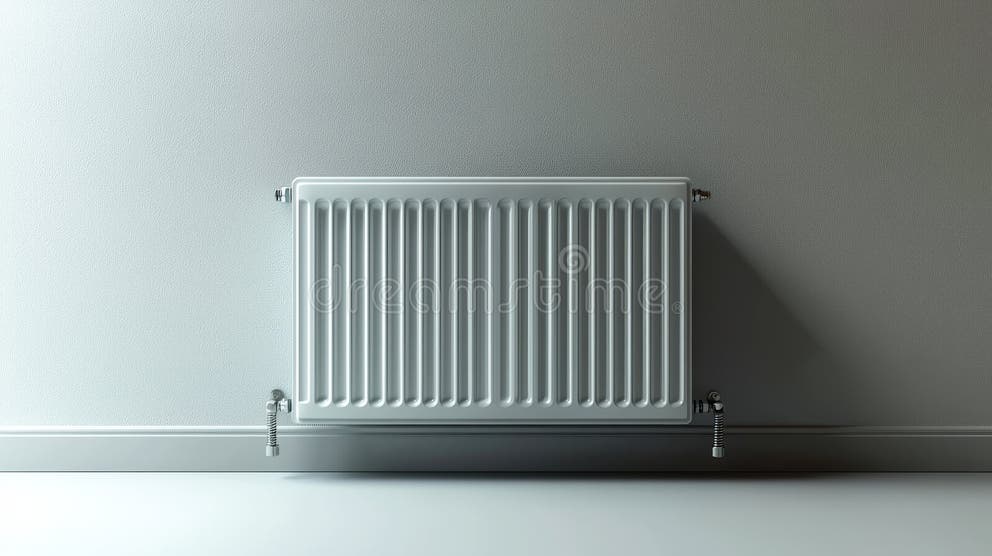 Minimalist White Radiator Against a Plain Wall Stock Photo - Image of ...