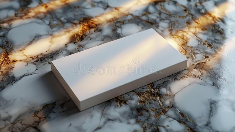 Minimalist White Rectangular Block on Marble Surface - Generative Ai ...