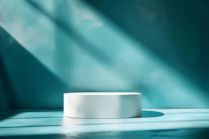 Minimalist White Rectangular Block on Teal Surface with Soft Studio ...