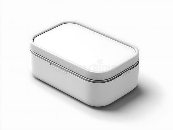 Minimalist White Rectangular Box with Rounded Edges on White Background ...