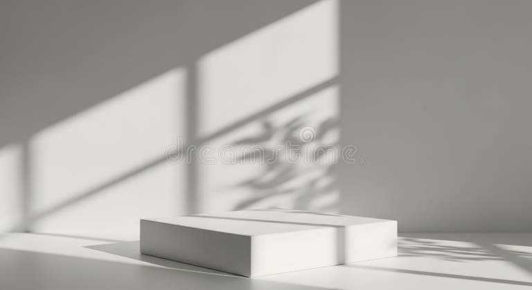 Minimalist White Rectangular Display Podium with Natural Sunlight and ...